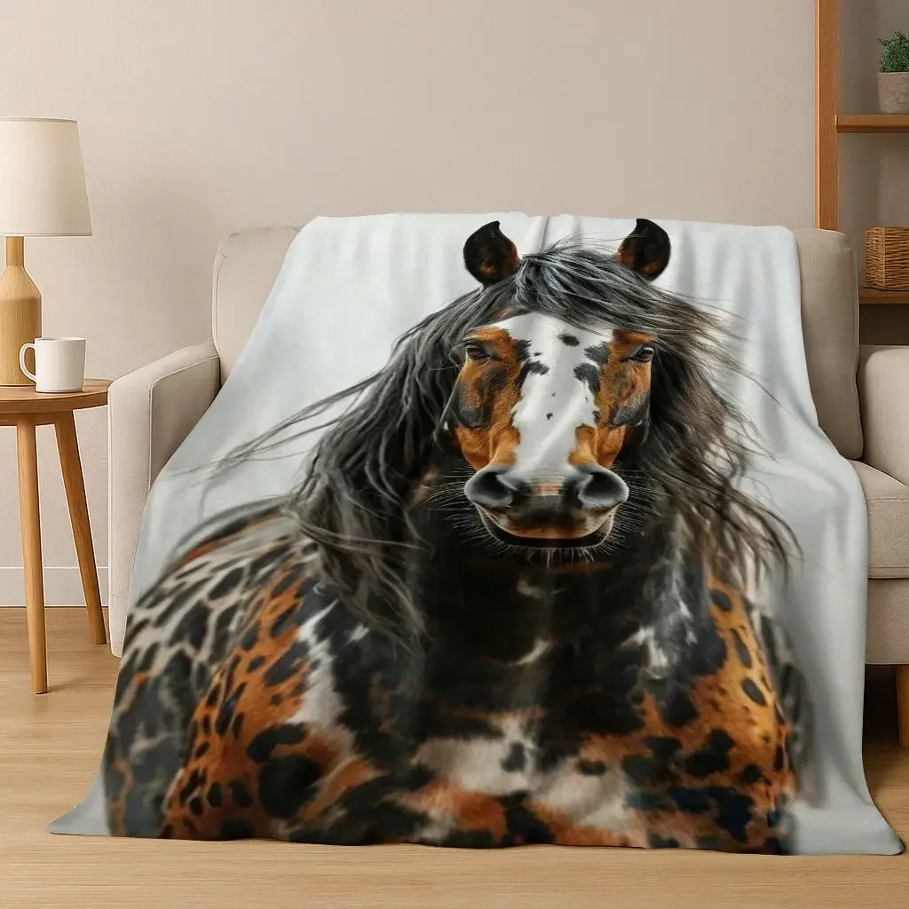Dream Gallop Steed Horse Mustang Cartoon Art Flannel Blanket,Cozy Soft ...