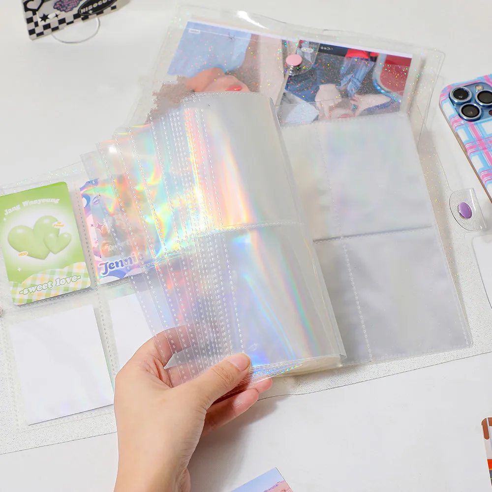 A6 Laser Transparent File Holder Notebook Loose Leaf DIY Document Bag ...