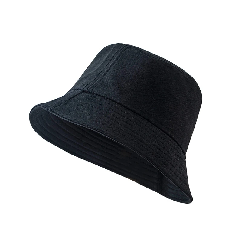 Black White Solid Bucket Hat Unisex Bob Caps Hip Hop Gorros Men women Summer Panama Cap Beach ...