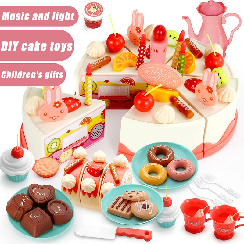 Food-simulation-toy-Fruit-DIY-cake-toy-with-light-and-music-Children-s ...