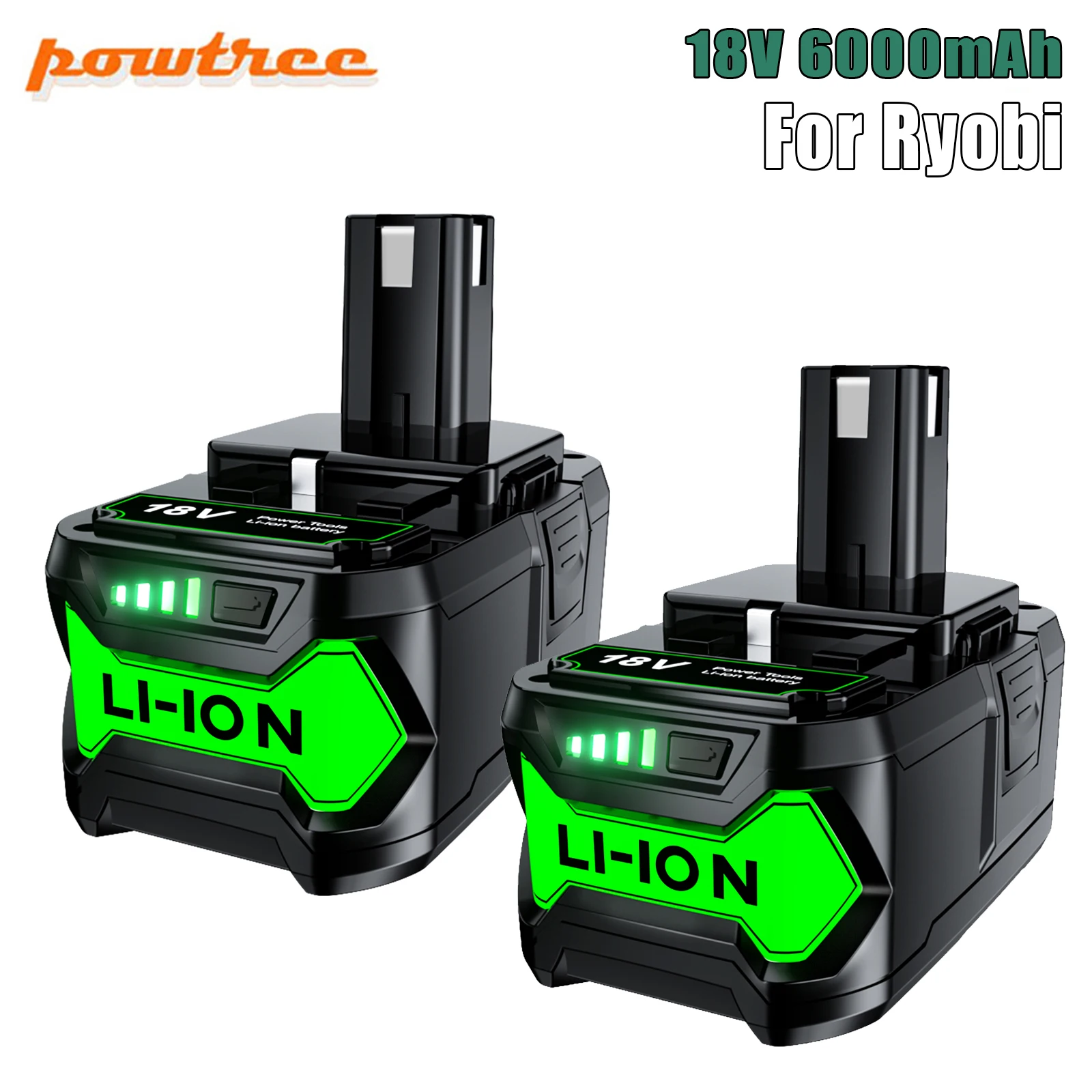 6000mAh-P108-18V-Replacement-Battery-for-Ryobi-18V-Lithium-Battery-For ...