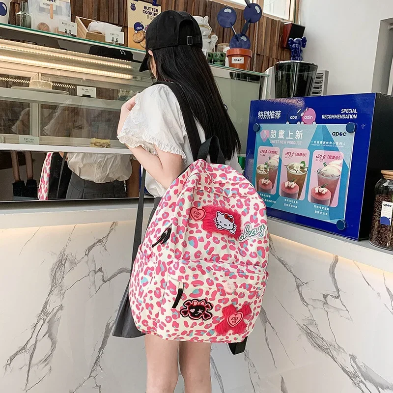 Backpack-Leopard-Print-Soft-Girl-Pink-Travel-Picnic-Cartoon-Backpack ...
