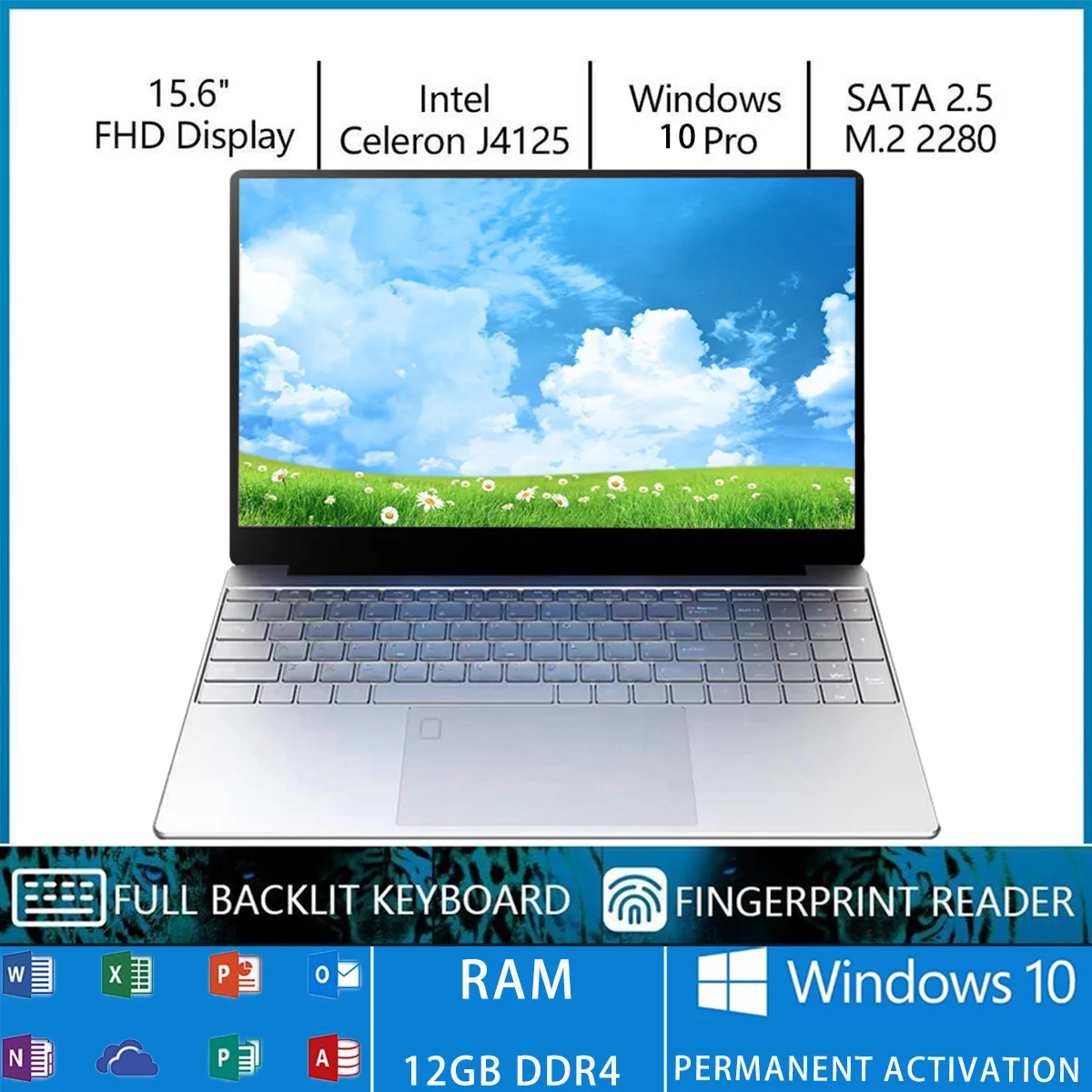 15.6inch Fhd Ips Laptop 12gb Ram 1t/512/256/128gb Ssd Windows10 Gaming ...