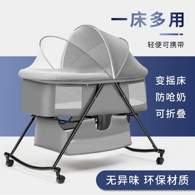 Foldable-Portable-Baby-Crib-Multifunctional-Splicing-Large-Bed-Newborn ...