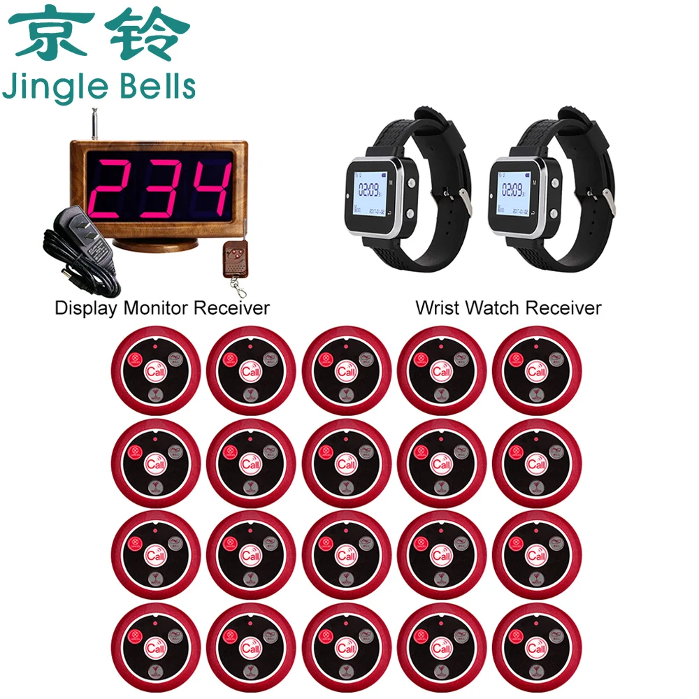 JINGLE-BELLS-Wireless-Restaurant-Calling-Paging-System-Pager-2-Waiter ...