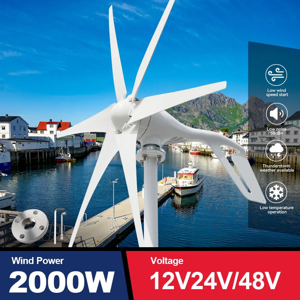 2KW-Windmills-Small-Wind-Turbine-Generator-2000w-3-6-Blades-12v-24v-48v ...