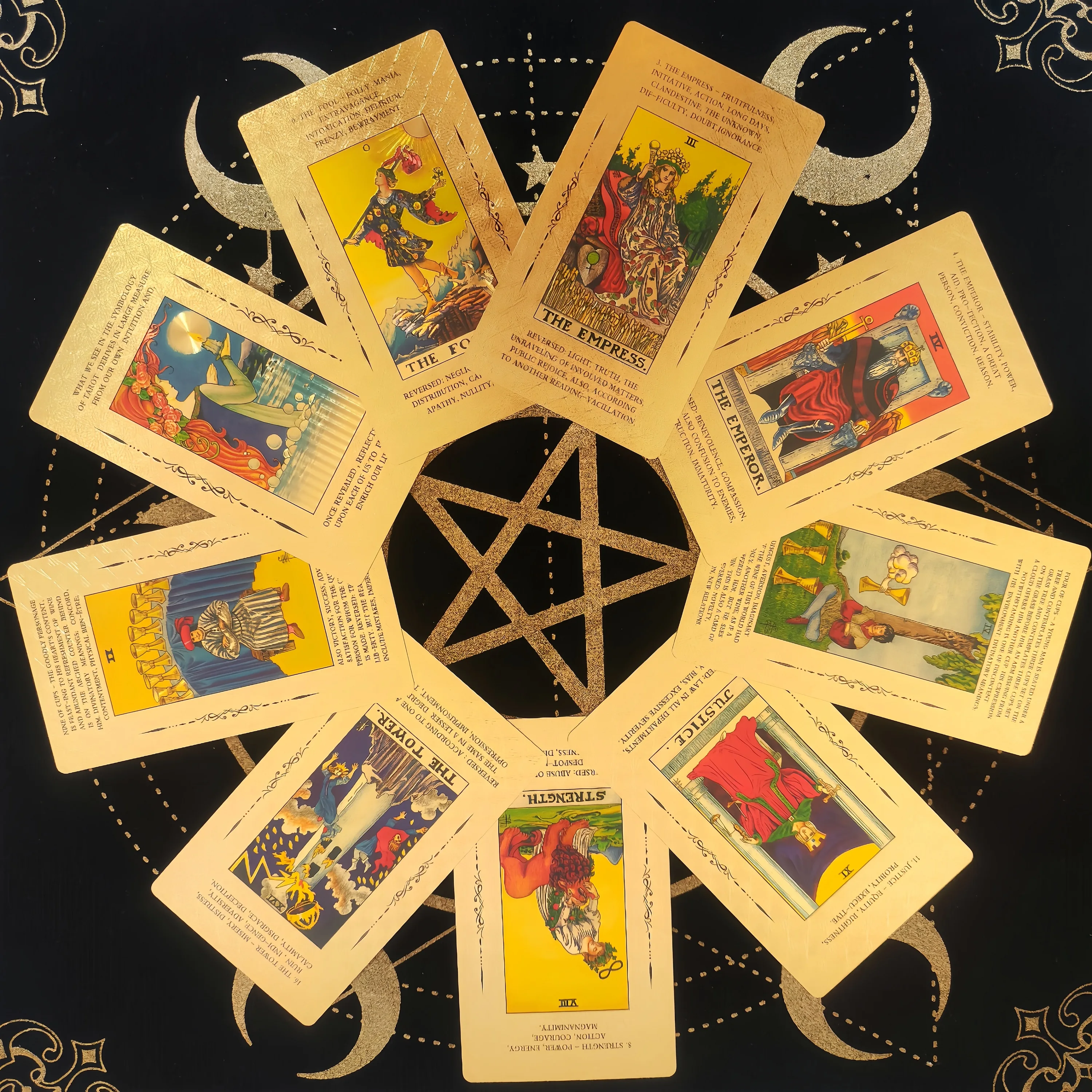 Gold-Foil-Tarot-12x7cm-80-Cards-Deck-PVC-Waterproof-Wear-resistant ...
