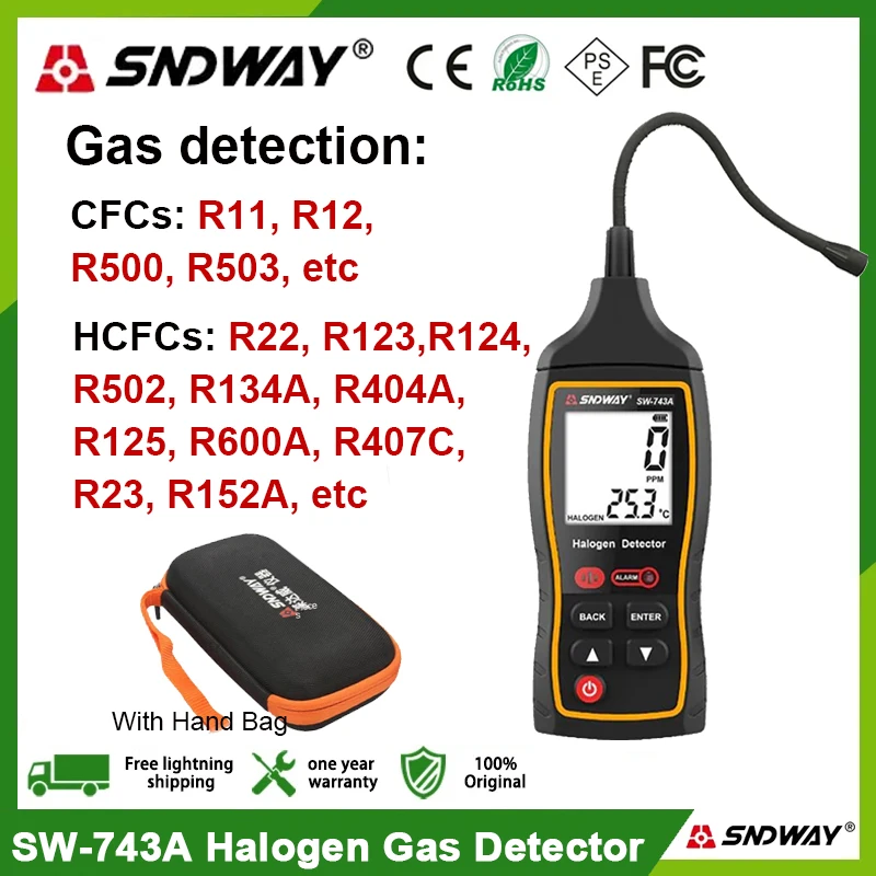 SNDWAY-SW-743A-Halogen-Leak-Detector-Refrigerant-Gas-Car-Air-Conditioner-Refrigerator-Freon-CFCs ...