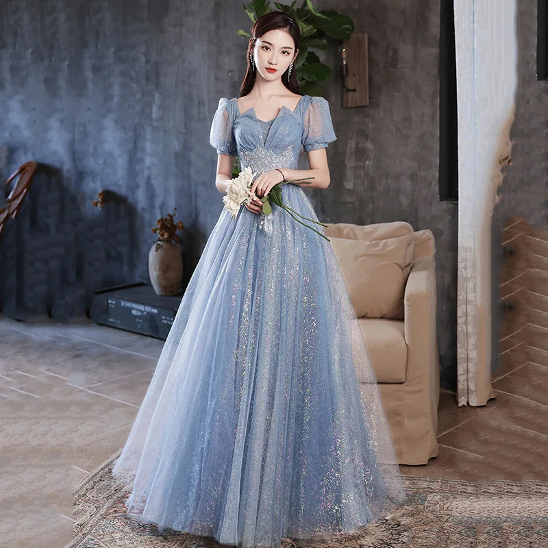 DSP-A-Line-Tulle-Prom-Dresses-Long-for-Woman-Elegant-Puffy-Sleeves ...