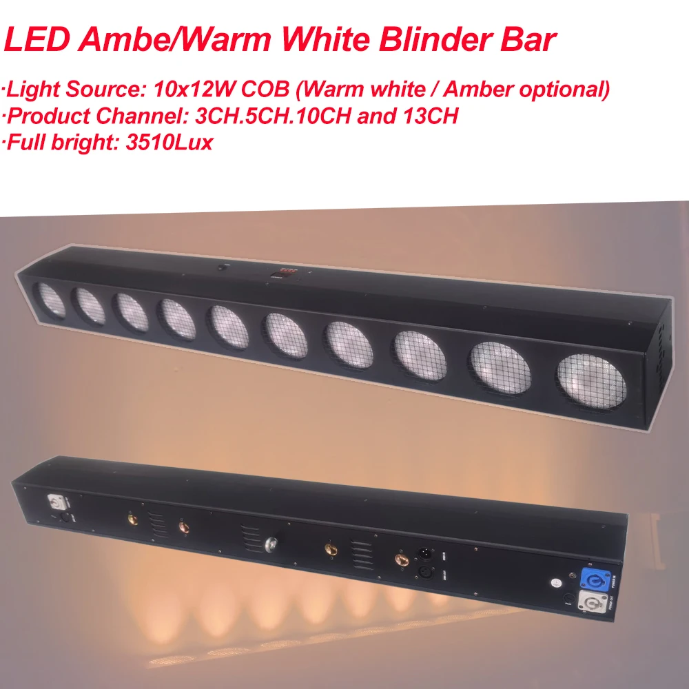 YUER-10x12W-LED-Warm-White-Ambe-COB-Blinder-Bar-Wash-Light-For-DJ-Disco ...