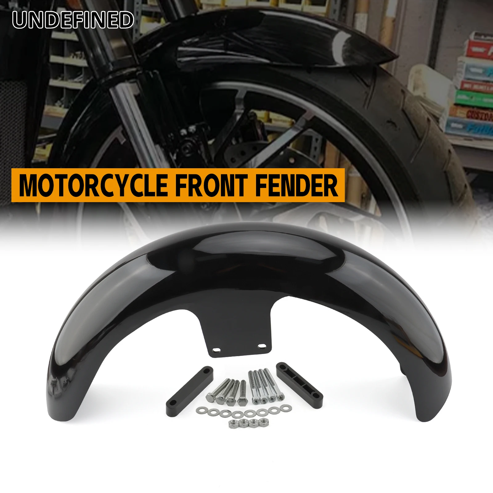 19" Wrap Front Fender Motorcycle Bright Black For Harley Touring Road ...