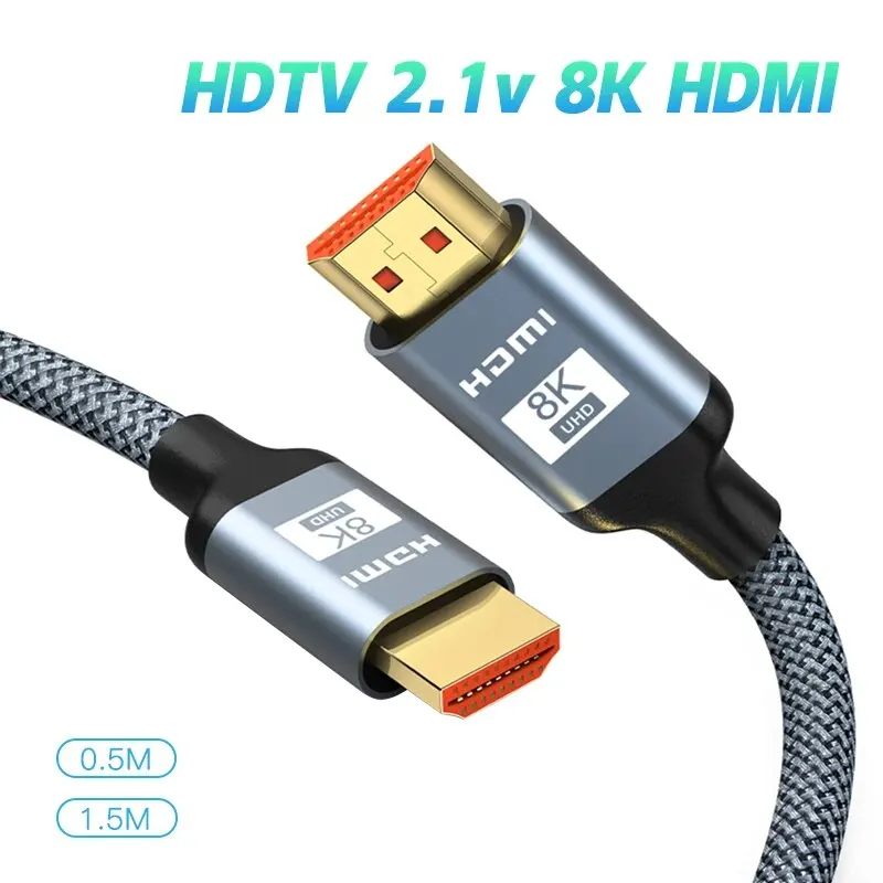 0.5-1.5M HDMI 8K Cable 60HZ 2.1V 4K 144HZ 3D TV High Speed for Computer ...