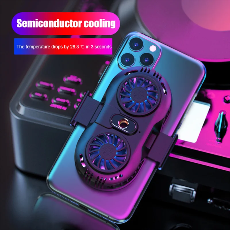 Semiconductor-Mobile-Phone-Cooler-Cooling-Clip-Double-Fan-Powerful-Game ...