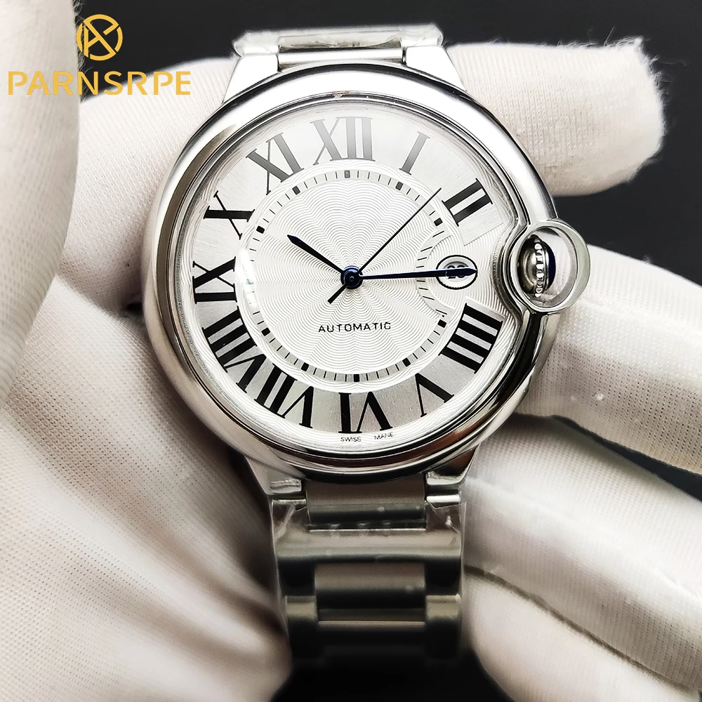 Luxury 41mm White Dial Automatic Watch Men's Date Solid Case Robot ...