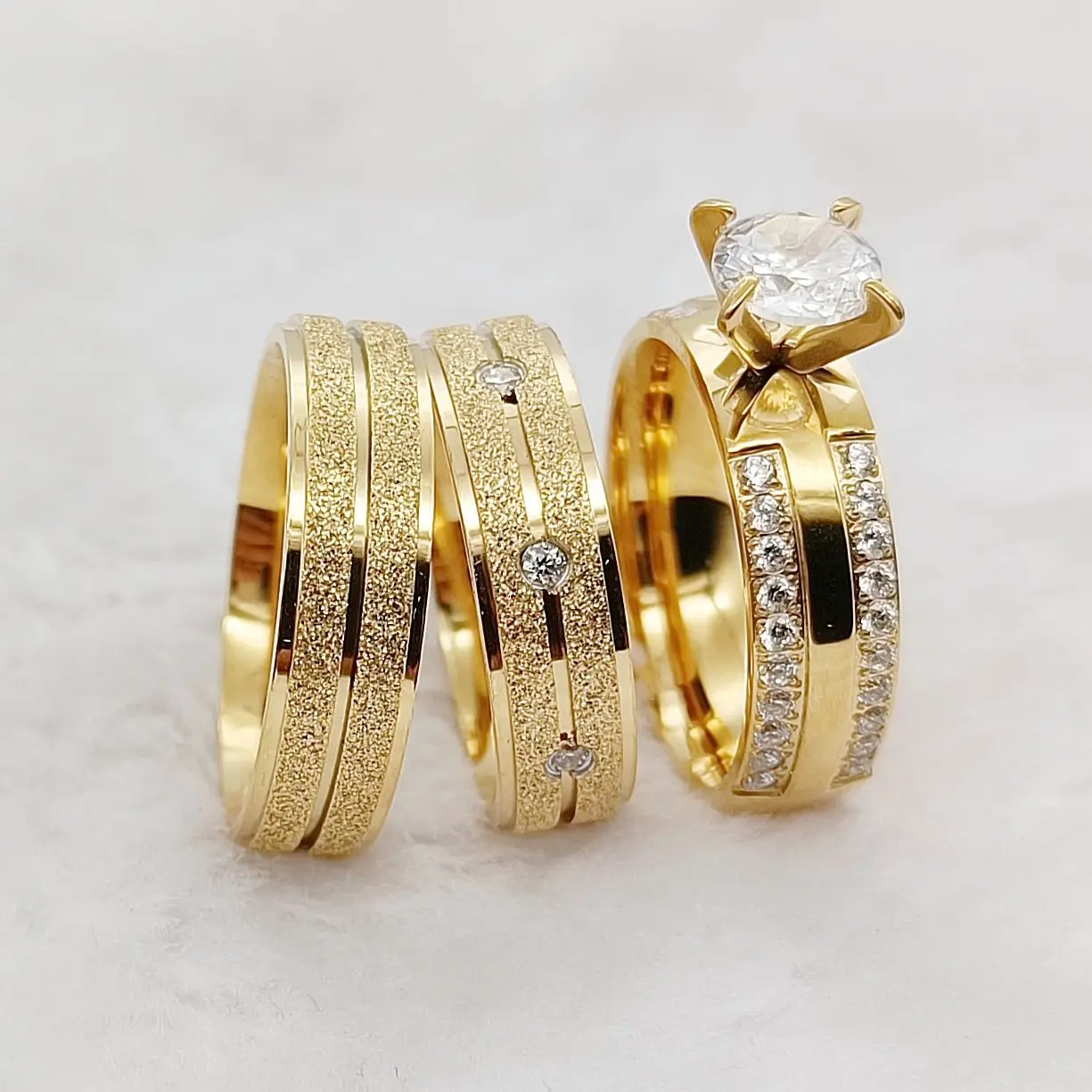 Wedding Engagement Rings Set For Couples Lover's Alliance Bands ...