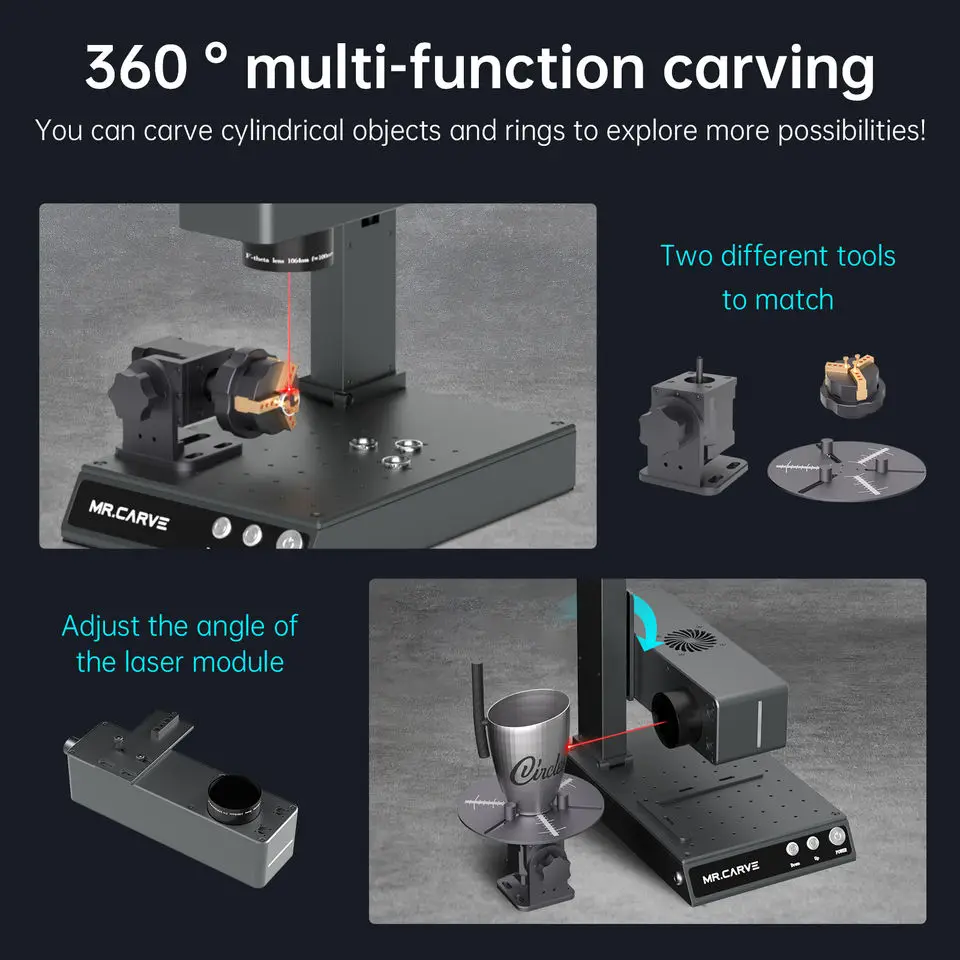 M3 Dual-Laser Heads Engraver With Rotary Roller,1064nm High, 50% OFF