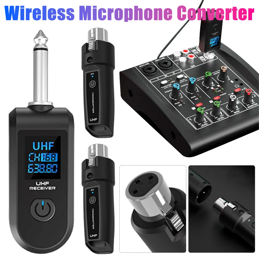 Microphone Wireless Converter XLR Transmitter and Receiver Wired To ...