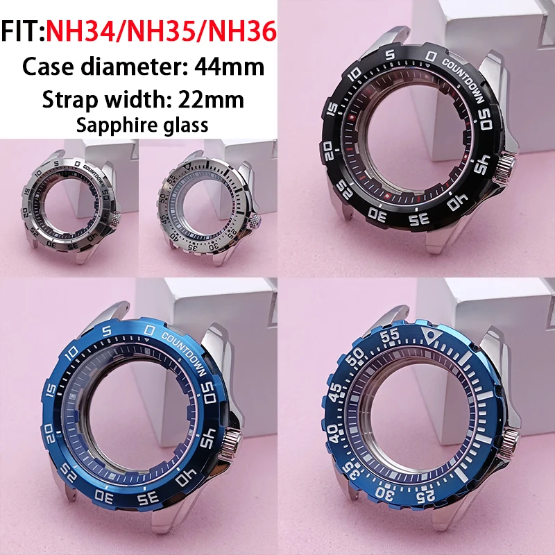 44mm men's watch stainless steel case for NH34/NH35/NH36 movement case ...