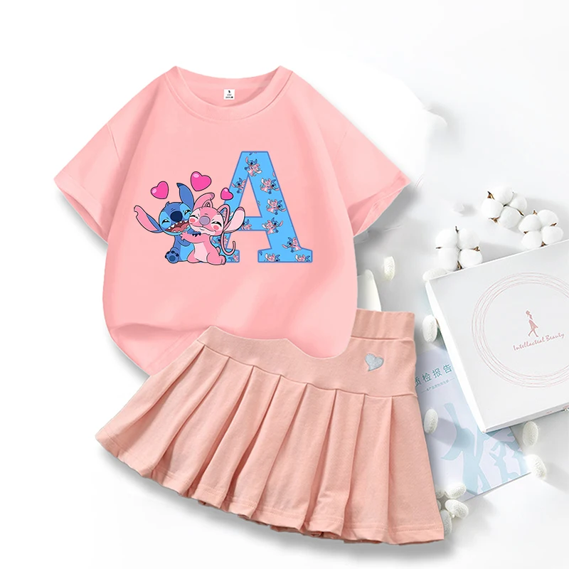 Stitch-Disney-Kids-Girls-Student-Uniform-Skirts-T-Shirt-Pleated ...