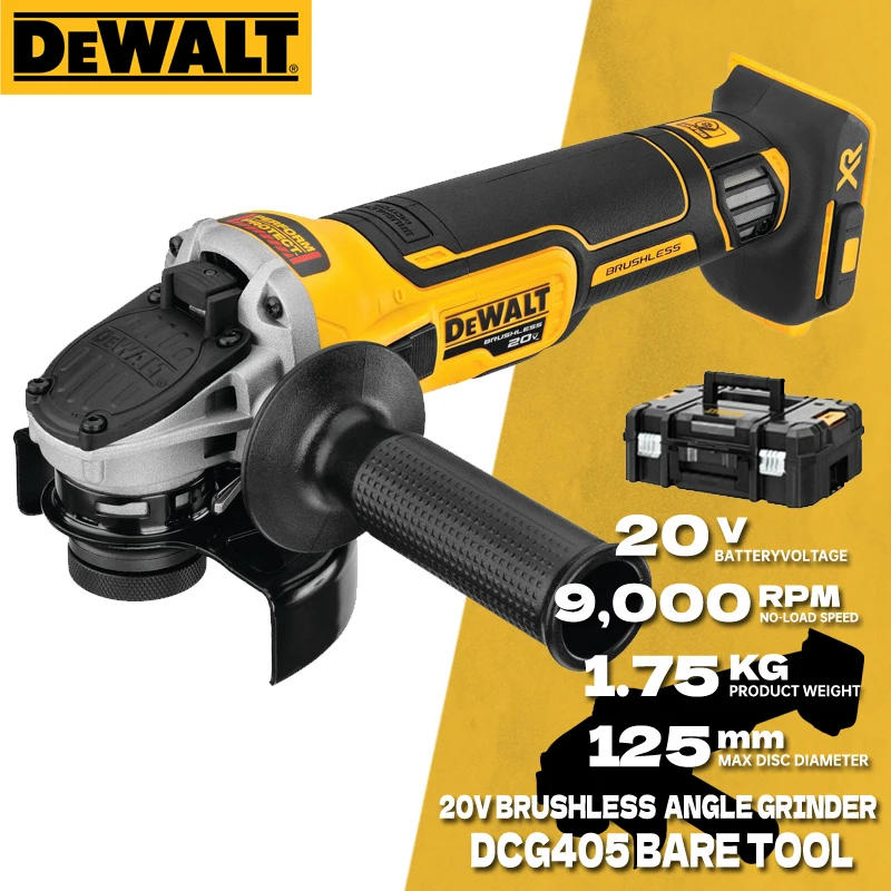 DEWALT 앵글 그라인더 DCG405NT 20V 무선 절단기 베어 도구, 125mm 충전식 브러시리스 휴대용 광택기 DCG405