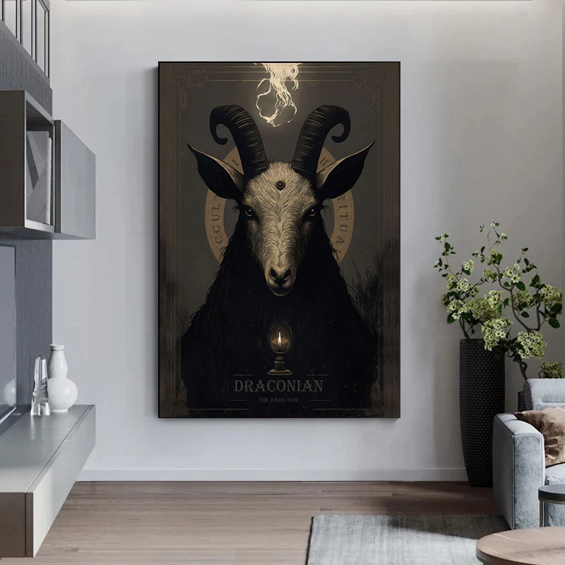 Gothic-Art-Occult-Baphomet-Poster-Canvas-Painting-Poster-And-Print-Wall ...