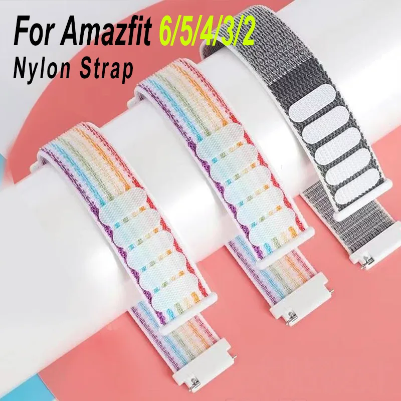 Enhanced Nylon Strap Band Watchband for 22mm Width (Black white)