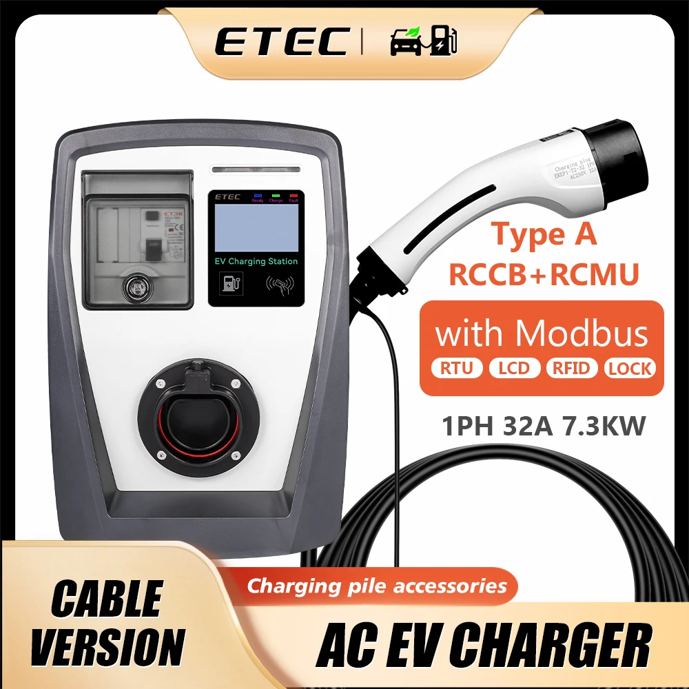 ETEC-AC-EV-CHARGER-3PH-32A-22KW-With-Cable-5Meters-Type-A-RCCB-RCMU ...