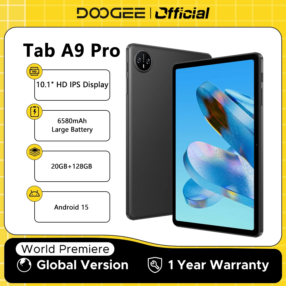 DOOGEE Tab A9 Pro Tablet 10.1" HD Display Android 15 20GB RAM 128GB ROM ...