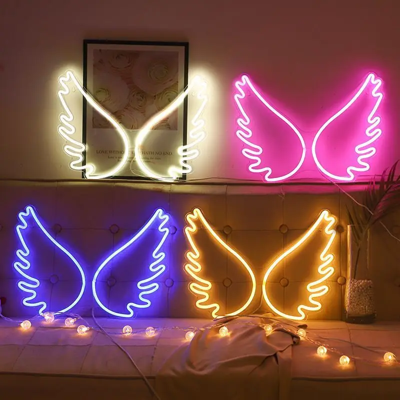 USB-Neon-Light-Angle-Wing-LED-Neon-Signs-Room-Wall-Decor-Night-Light ...