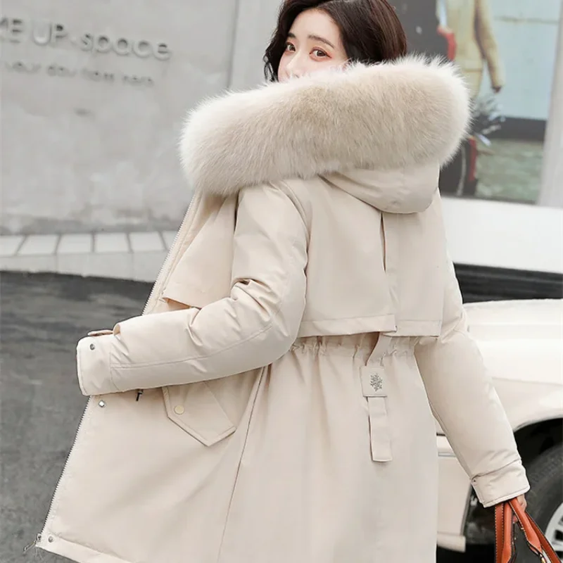 LKSK-Winter-Coat-Women-s-Beige-Wool-Thick-Warm-Fur-Hooded-Parka-Jacket ...