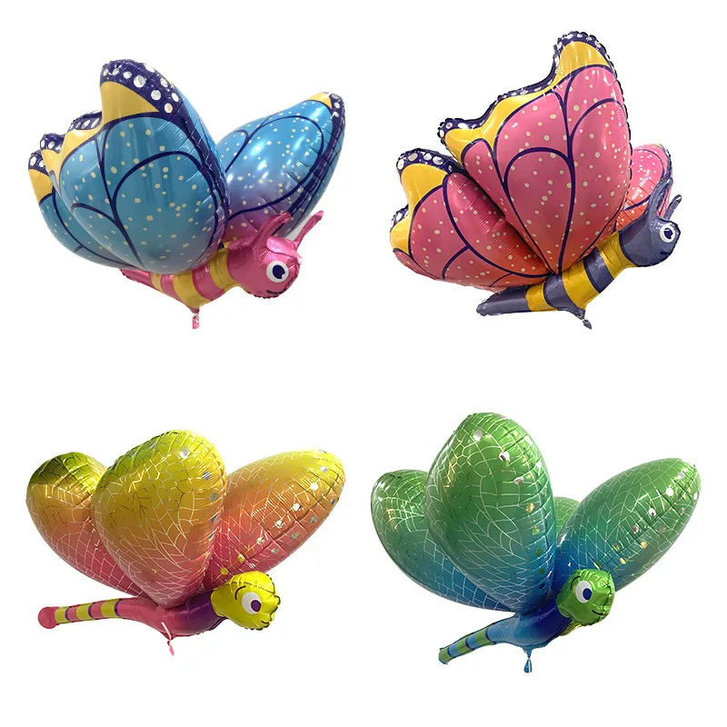 1pc 3D cartoon butterfly dragonfly Foil balloon Forest insect animal ...