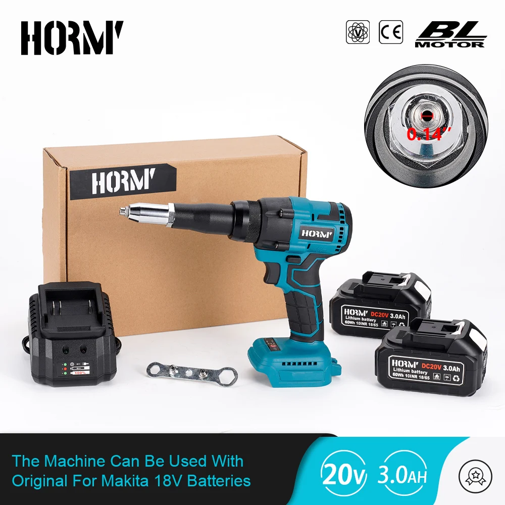 Brushless Electric Rivet Gun 11000N Cordless Rivet Nut Gun LED Auto ...