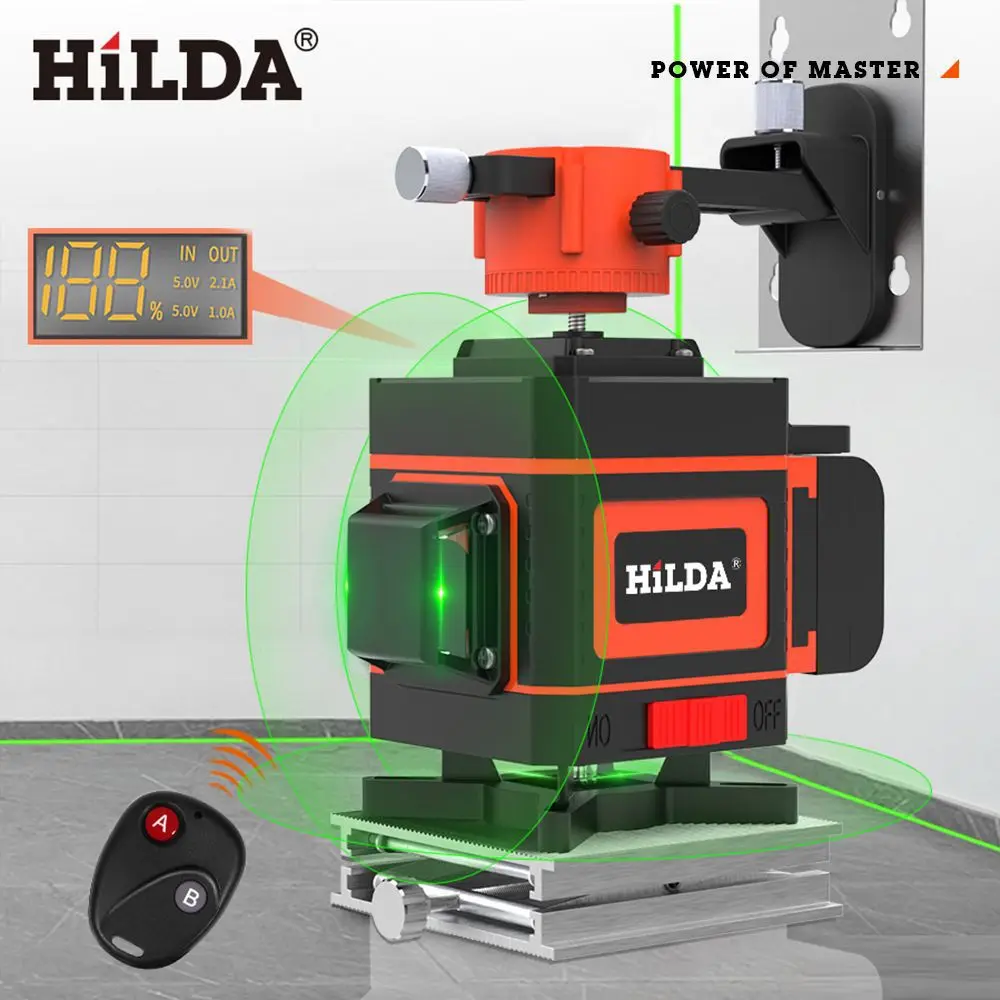 HILDA 3D/4D Laser Level Auto Self Leveling 360 Horizontal And Vertical ...