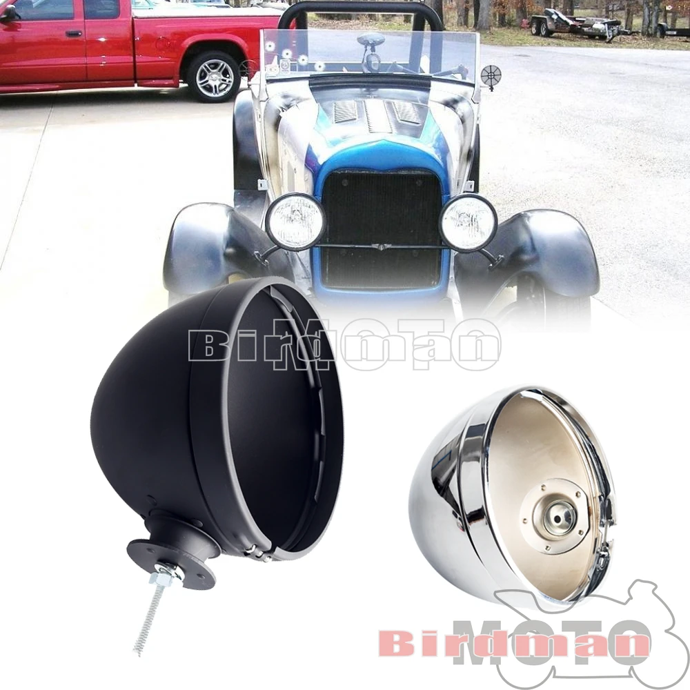1Pair-7-Chrome-Black-Dietz-Headlight-Lamp-Bucket-Housing-w-Rim-Wiring ...