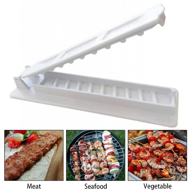 Single-Row-Kebab-Maker-BBQ-Meat-Skewers-Making-Molds-Reusable-Plastic ...