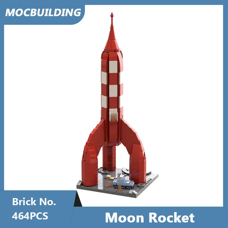 MOC Building Blocks Red Moon Rocket Model Space Series DIY Assembled ...