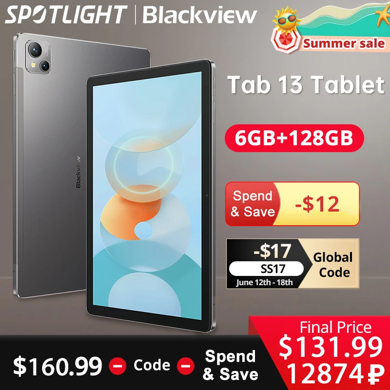 Blackview 탭 13 태블릿 패드, MTK Helio G85 옥타 코어, 6GB + 128GB, 7280mAh, 10.1 ...