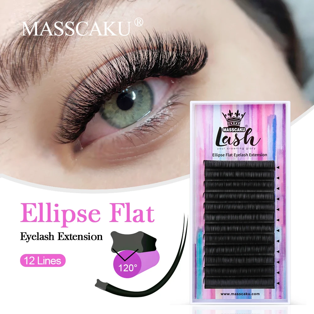 Wholesale-Masscaku-Ellipse-Flat-Eyelashes-Extension-Individual-Mink-Soft-Natural-Eyelashes-Two ...