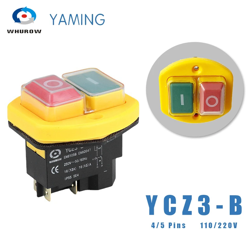 YCZ3 B Electromagnetic Switch 4/5 Pin 110/220V On Off Push Button ...