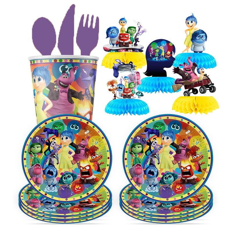 Disney Inside Out Birthday Party Decor Disposable Tableware Tablecloth ...