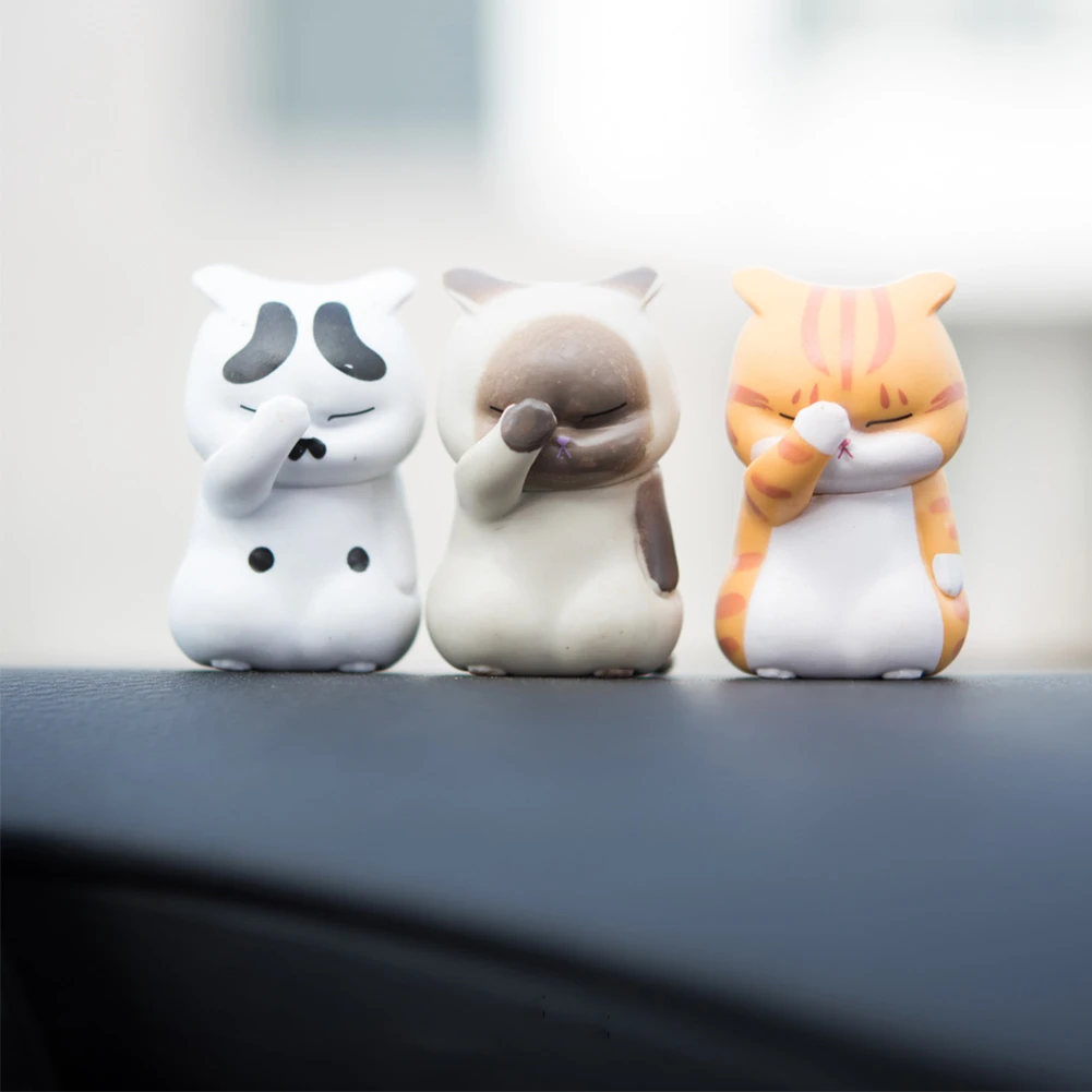 Cute Cat Figurines Miniature Cartoon Animal Decor Figure Craft Ornament ...