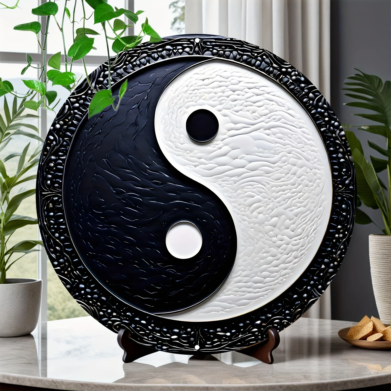 1pc Yin Yang Tai Chi Aluminum Wall Art Decor, Durable Round Metal Sign ...