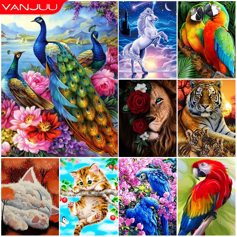 5D-DIY-Animal-Diamond-Painting-Peacock-Parrot-Animal-Full-Round-Diamond ...