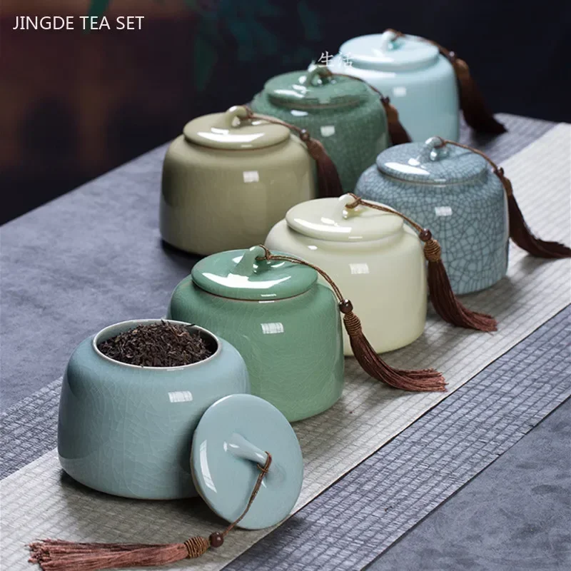 Exquisite Chinese Ceramic Tea Caddy Multifunctional Storage Tea Tin ...