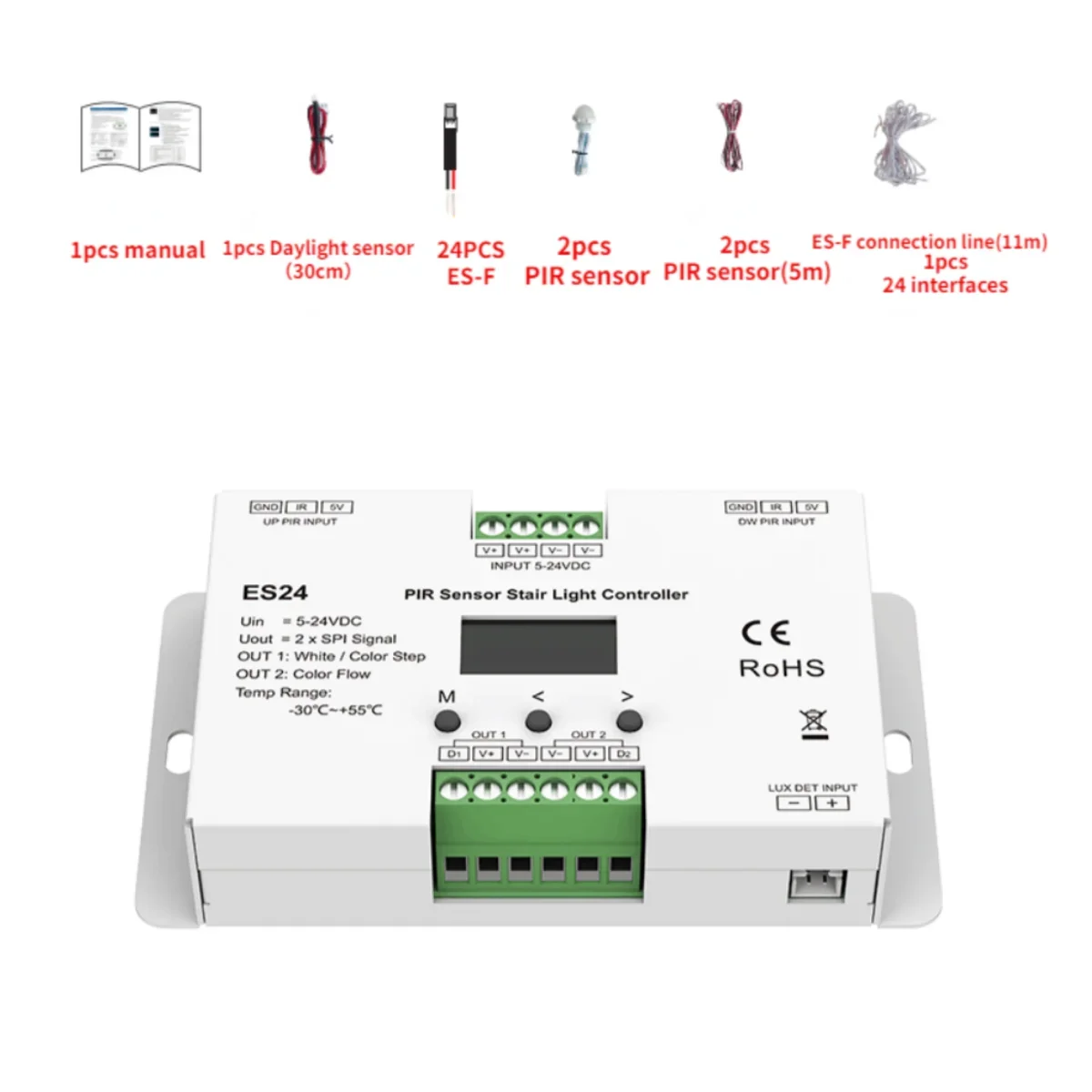 New-5-24VDC-ES24-PIR-Sensor-Stair-Light-Controller-24CH-1A-Max-720 ...