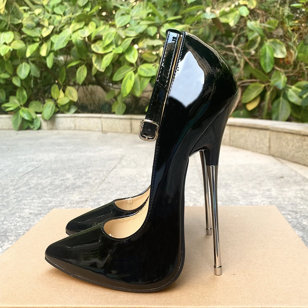 Super-High-Heels-16cm-Stilettos-Sexy-Women-Solid-Black-Dress-Shoes ...