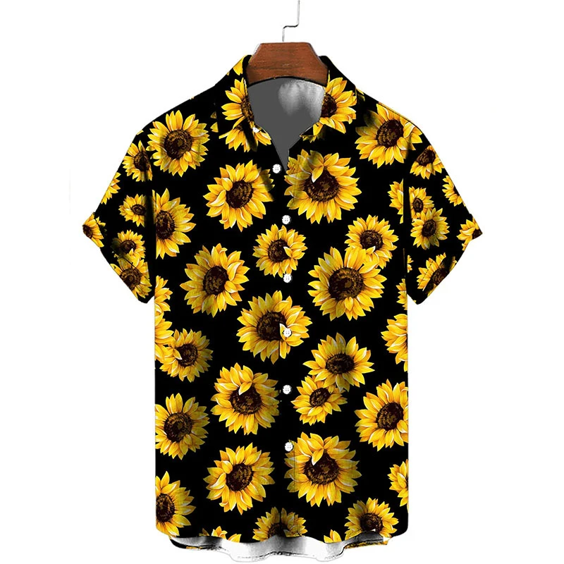 3d-Plants-Sunflower-Print-Shirt-For-Men-Fashion-Classic-Short-Sleeve ...