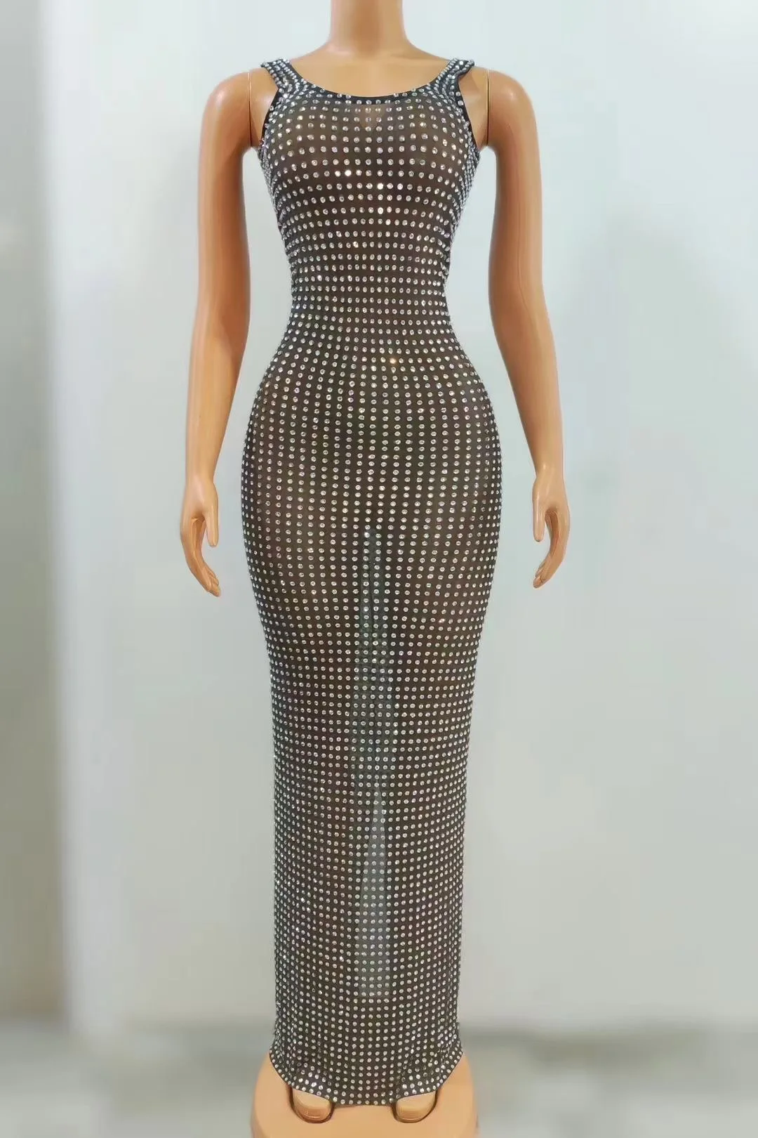 Sparkly-Rhinestone-Mesh-Transparent-Celebrity-Long-Dress-Celebrate ...