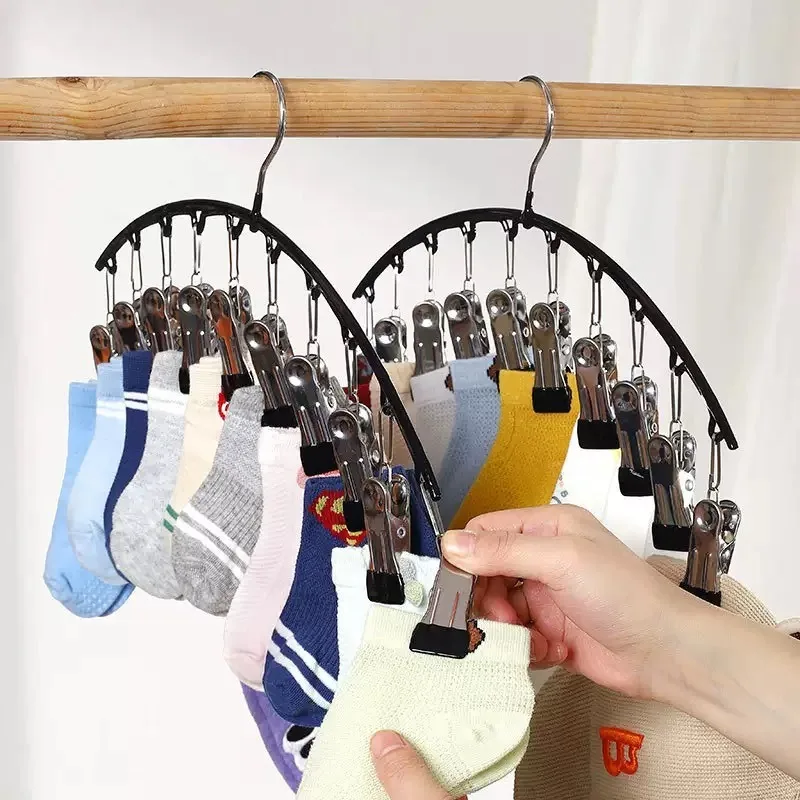 1-6pc Curved Shape Hanger With 10 Clothespins Metal Yoga Pants Hangers ...