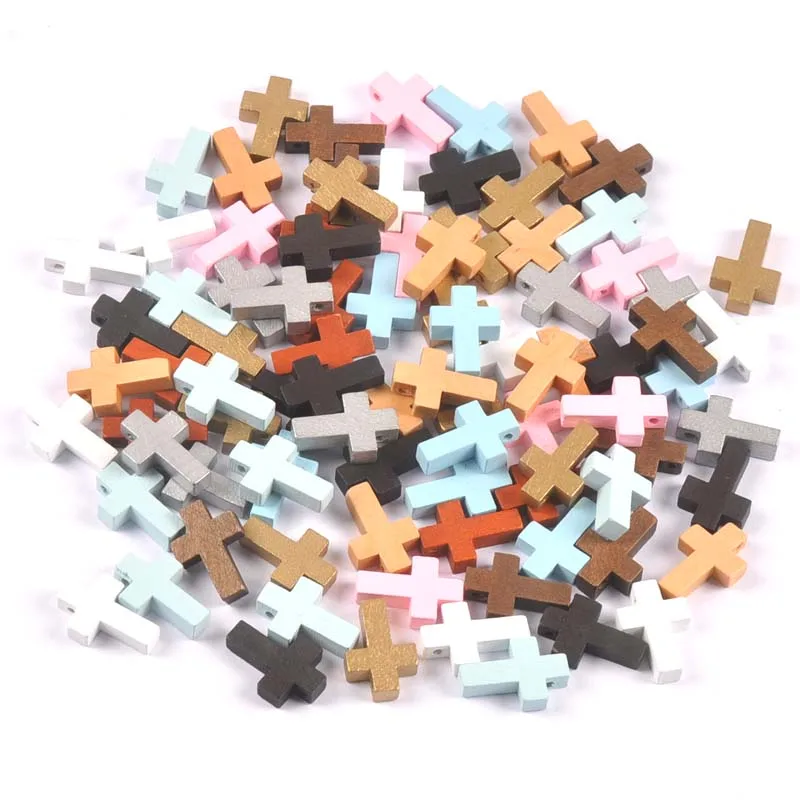 Multicolor DIY Wooden Cross Beads Hanging Ornaments Pendant Kids Gifts ...